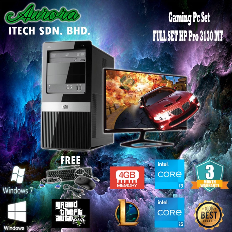 ( Gaming ) FULL HP Pro 3130 MT i3 - I5 1Gen / 19''-22'' LCD/ Nvidia GT ...