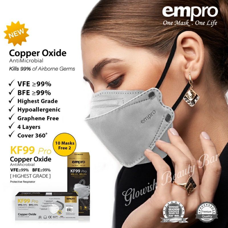 【READY STOCK】EMPRO RESPIRATOR KF99 PRO COPPER OXIDE ANTIMICROBIAL FACE ...