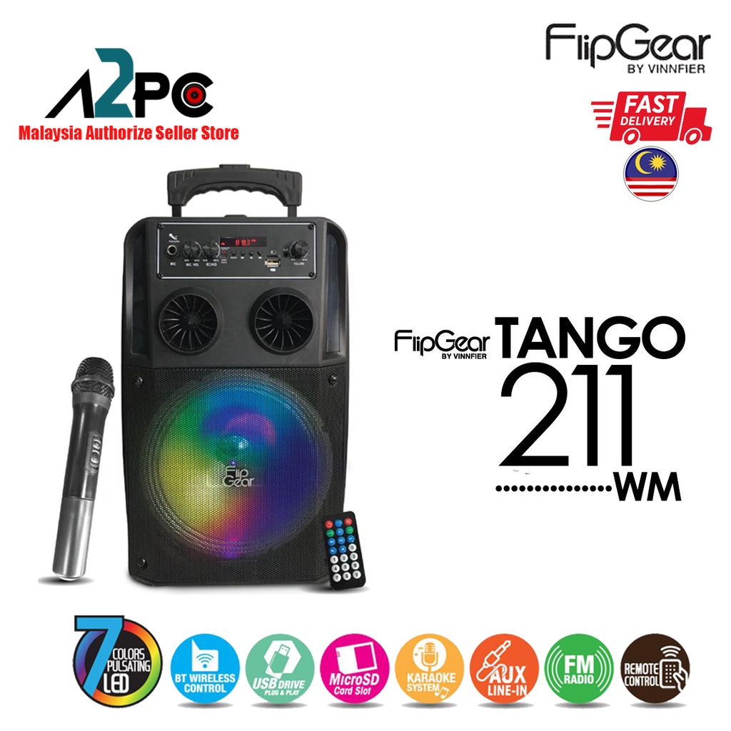 Vinnfier FlipGear Tango 211 WM 2019 Portable Trolley Speaker with Karaoke System/Bluetooth/Tango ...
