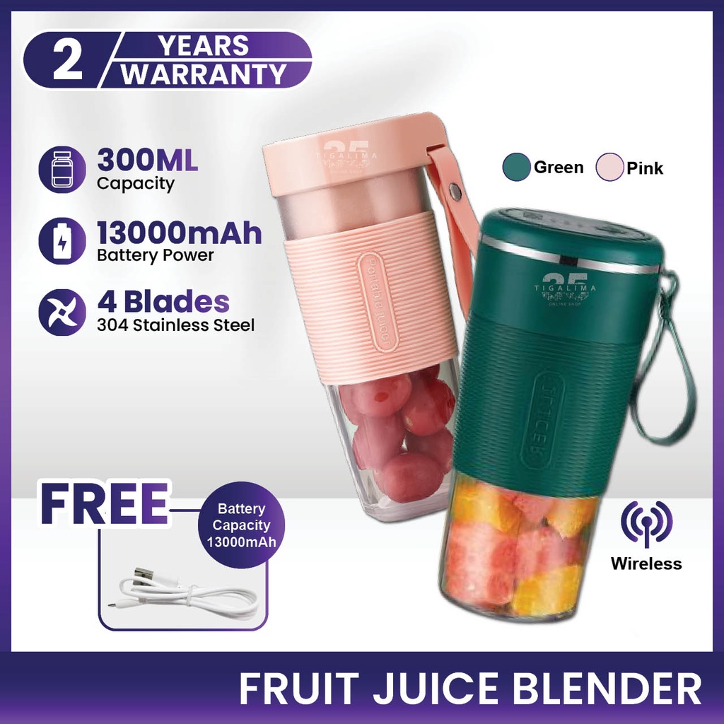 Wireless Portable Fruit Juice Blender 4 Blade Electric Blender Mini ...
