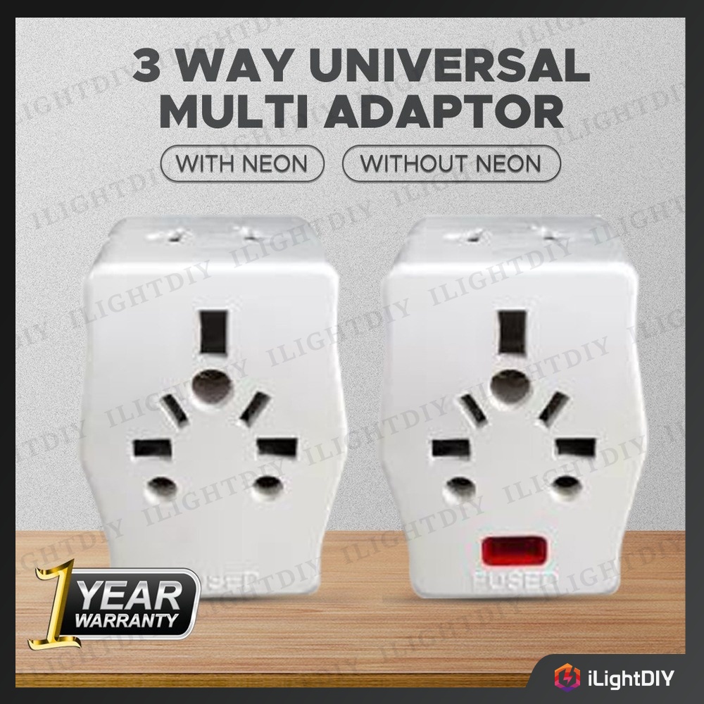 3 WAY UNIVERSAL MULTIPLE ADAPTOR 13A 3 PIN UK PLUG MULTI ADAPTOR WITH ...