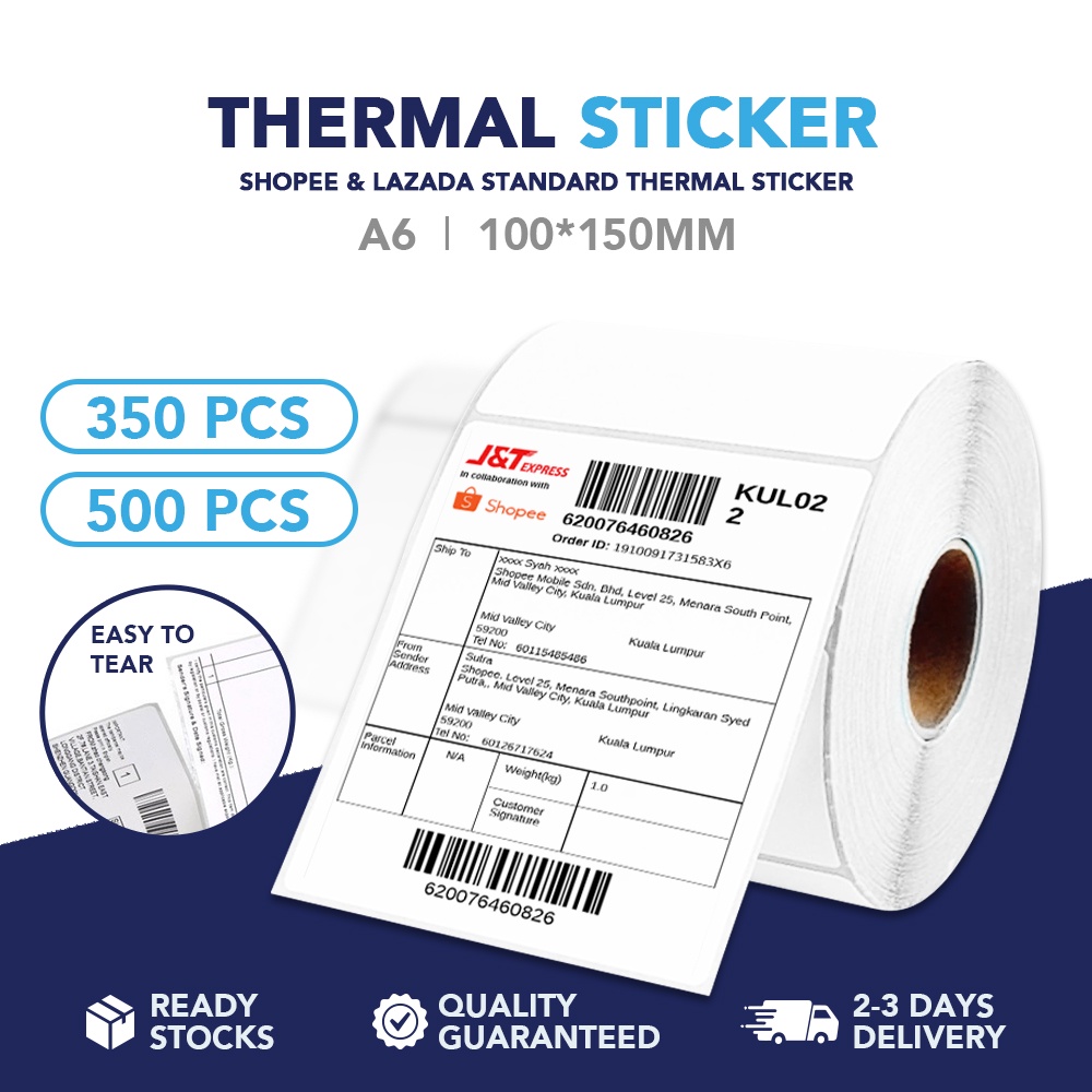 GOPACK A6 Airway Bill | Barcode Shipping Label | Shopee Malaysia