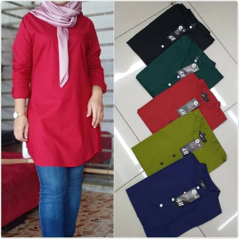 [Ready Stock] Unisex Colour Baju Muslimah Cotton Half Button Color Baju ...
