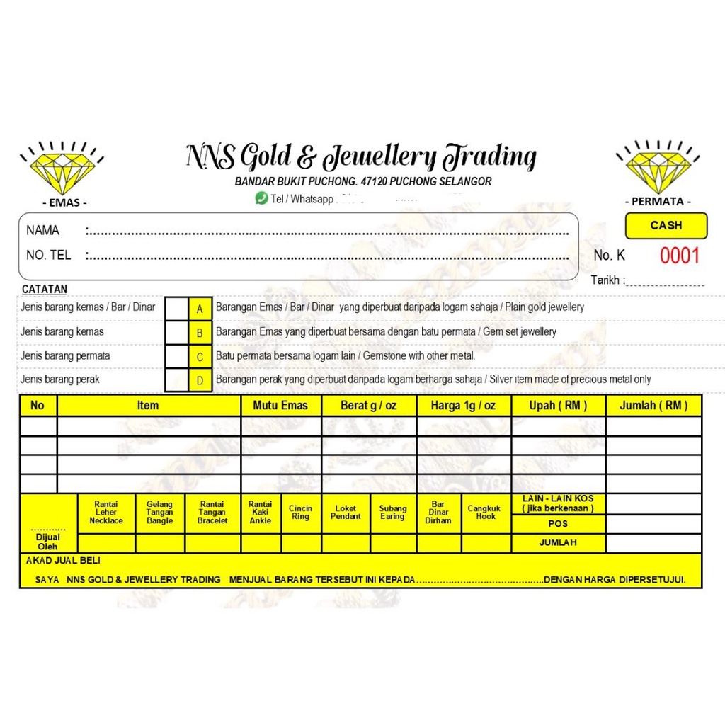 Buku Resit Emas Boleh Letak Nama Company @ Sendiri Warna Boleh Request ...