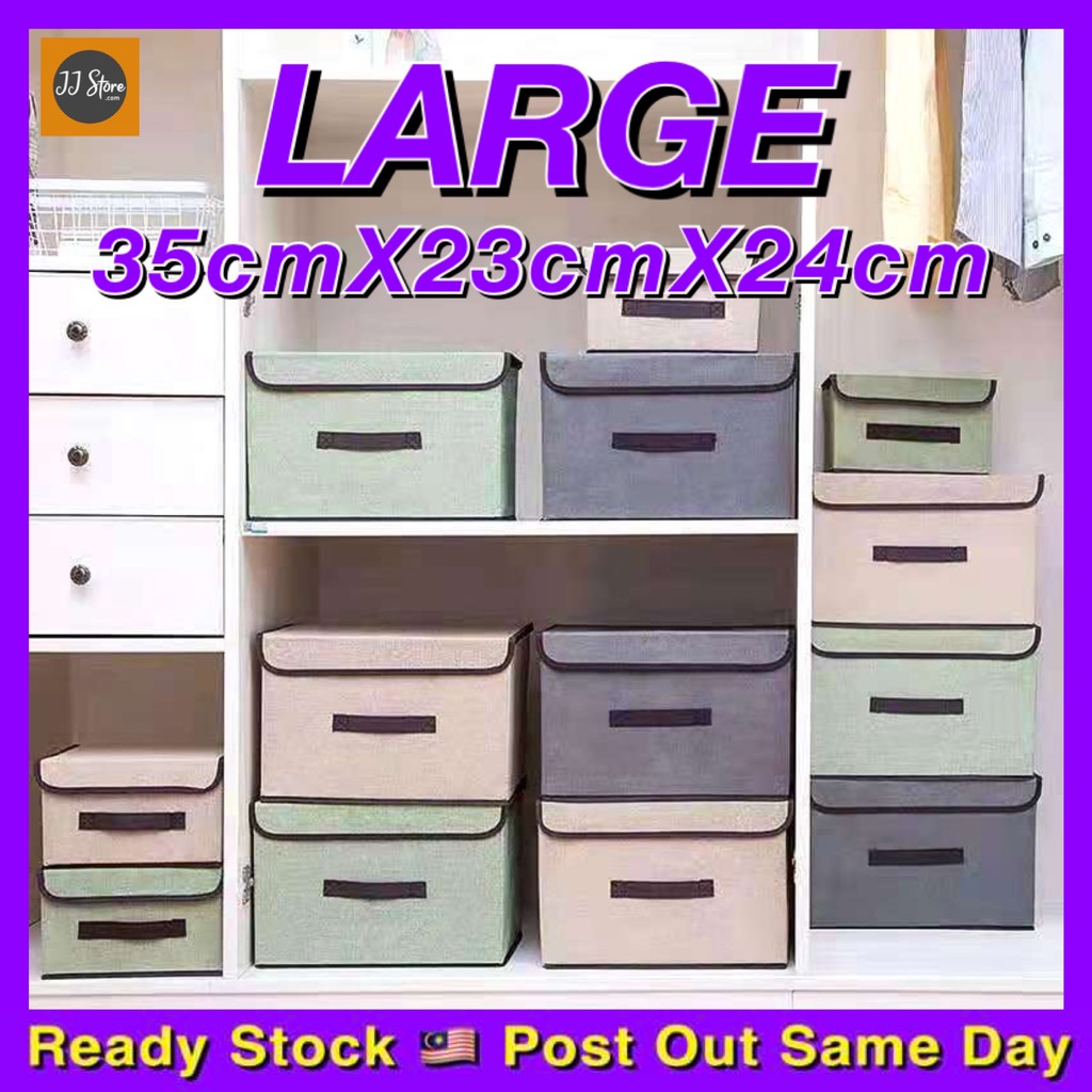 Storage Box Foldable Linen Cloth Storage Box Large Cabinet Wardrobe ...
