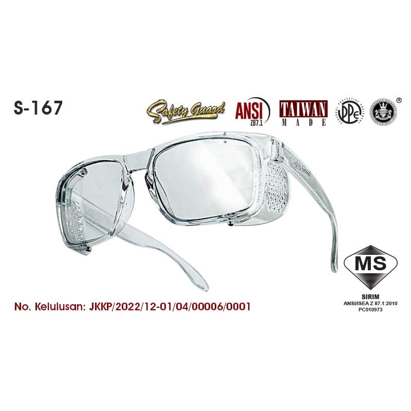 DOSH Sirim Approval Safety Glasses S-167 Transparent Frame 100 % Uv ...