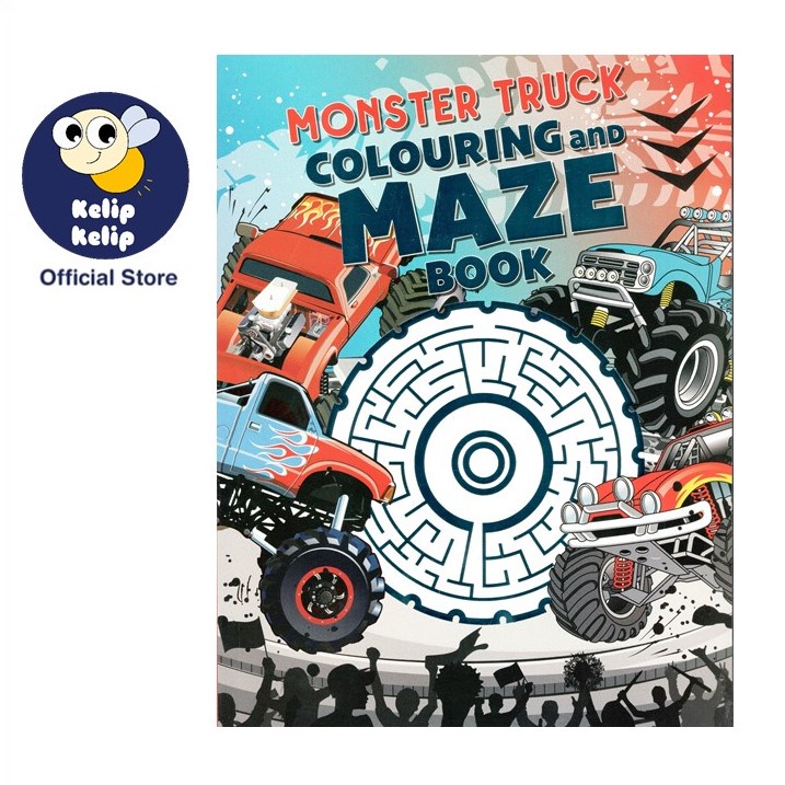 Maze & Colouring Book Monster Trucks For Kids to Color | Shopee Malaysia