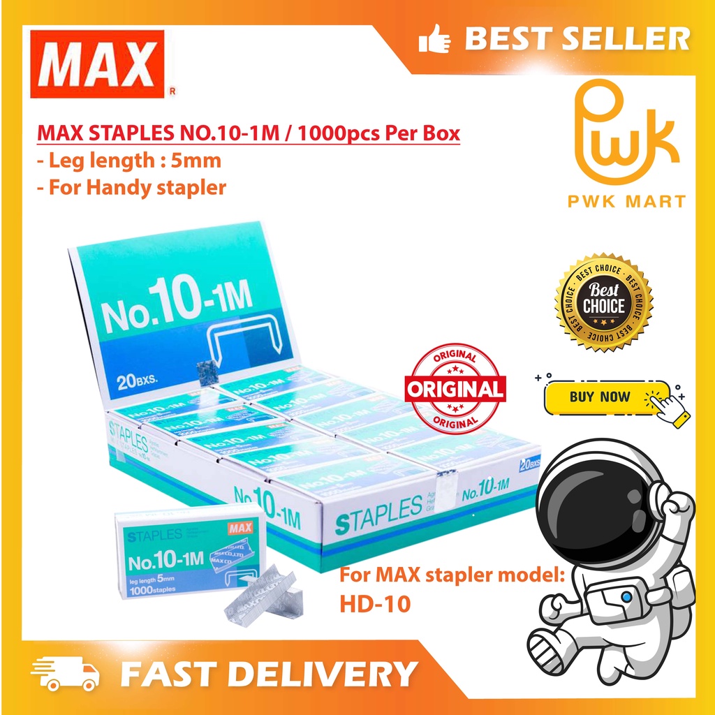 MAX Staples No.10-1M (1 box) / Dawai Kokot / Ubat Stapler (satu kotak ...