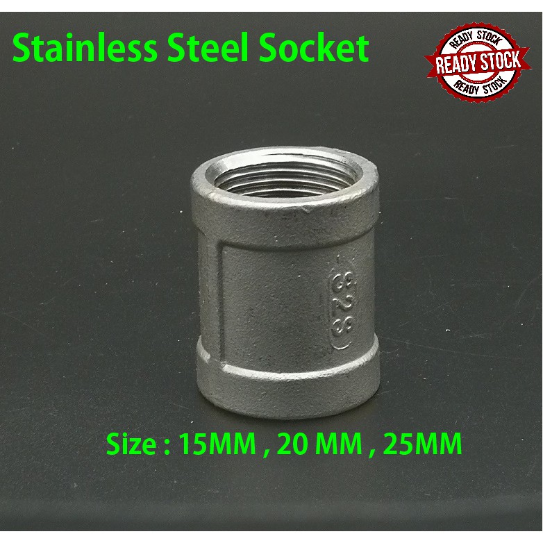 STAINLESS STEEL SUS 304 PIPE FITTING SOCKET 1/2 INCH | 3/4 INCH | 1 ...