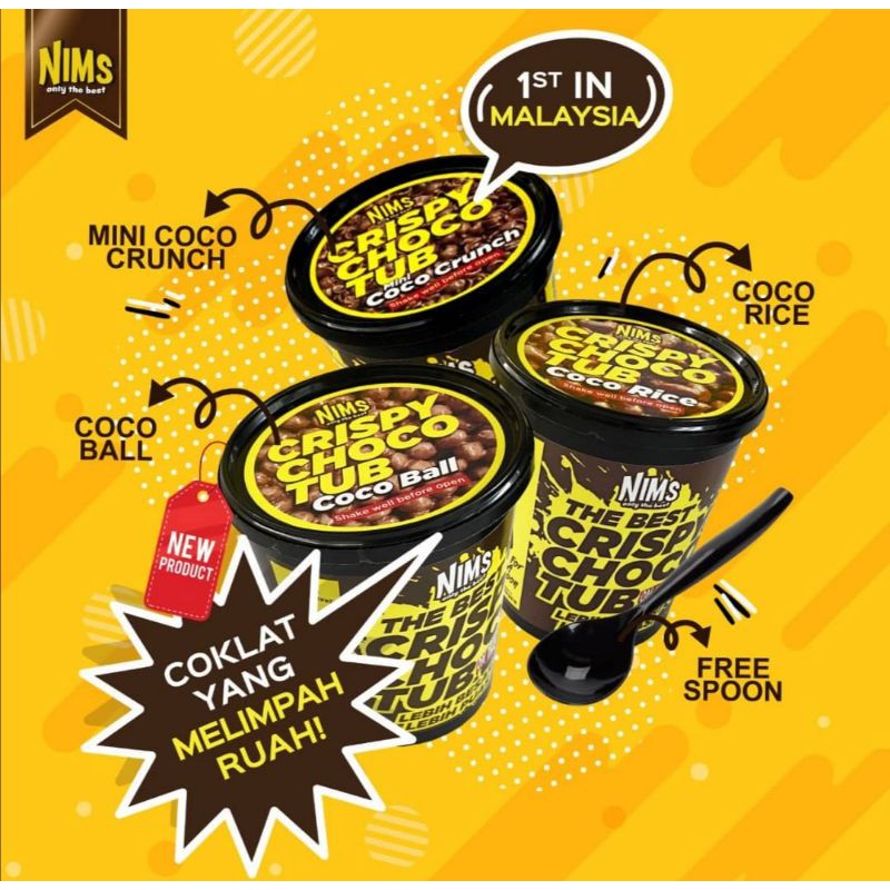 READY STOK COKLAT NIMS CRISPY COCO TUB / COKLAT RANGUP /TERLALU MANIS ...