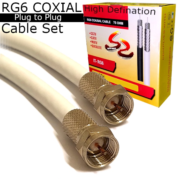CUSTOM MADE 100% FULL COPPER HD RG6 plug to plug Cable Set Extension ...