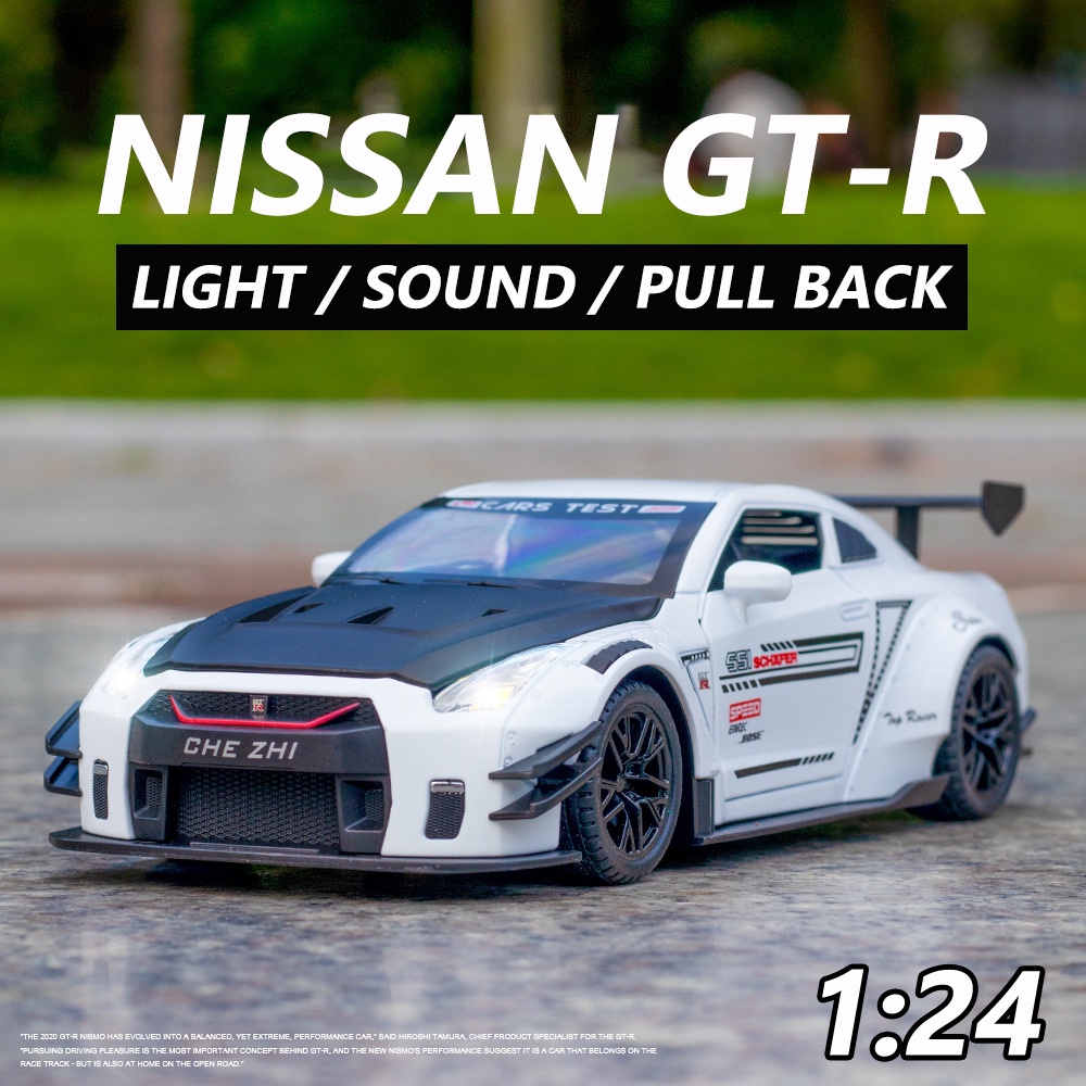 🔥 SH88 1:24 Nissan GTR R35 DIECAST Vehicle Sound Light Pull Back Car ...