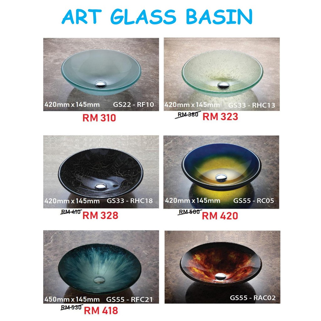 COUNTER TOP / TABLE TOP BASIN ART GLASS BASIN | Shopee Malaysia