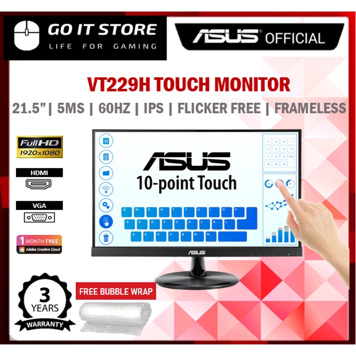 ASUS VT229H 21.5" 5ms 60Hz IPS FHD Flicker free Frameless Touch LED ...