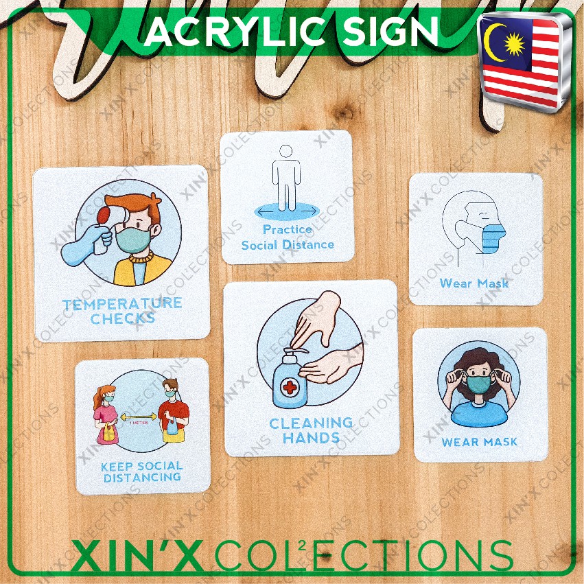 SOP COVID 19 MASK SIGN ACRYLIC SIGNBOARD NO MASK NO ENTRY WEAR FACE ...