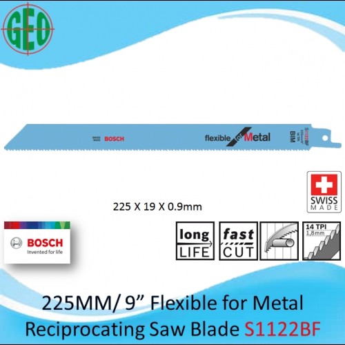 Bosch S 1122 BF 9" / 225mm Flexible Reciprocating Sabre Saw Blade for ...