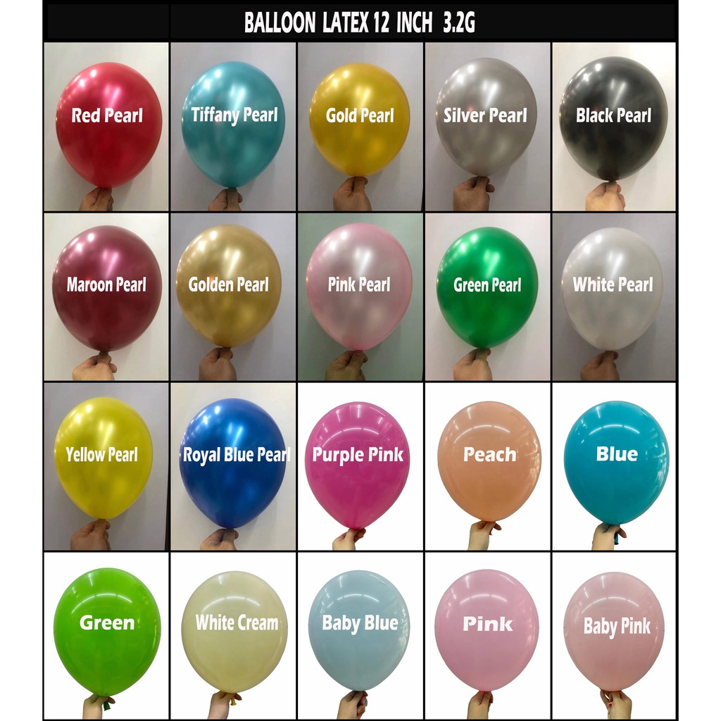 RM0.30 Per PCS Metallic Latex Colourful Round Balloons 12'' inch(Ready ...