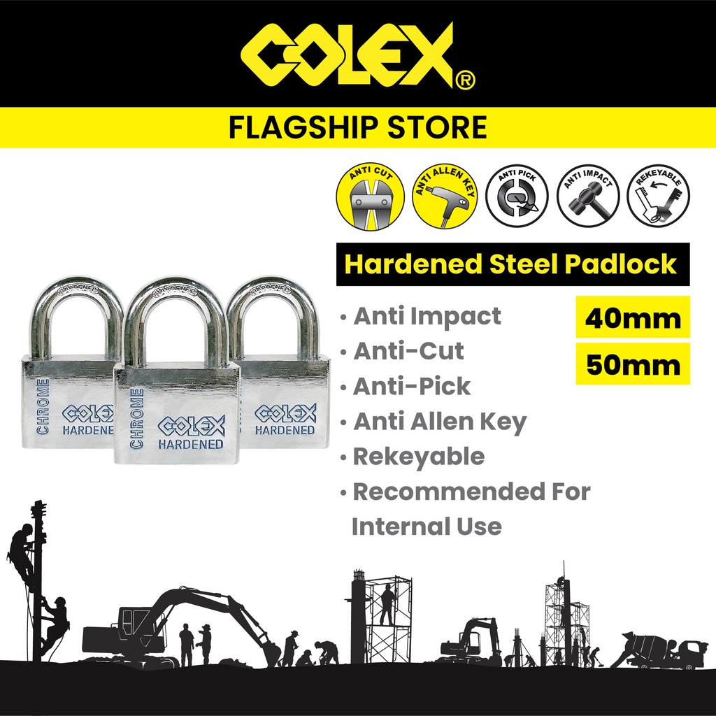 COLEX Titanium Coated Chrome Plated Hardened Steel Padlock Master Keyed ...