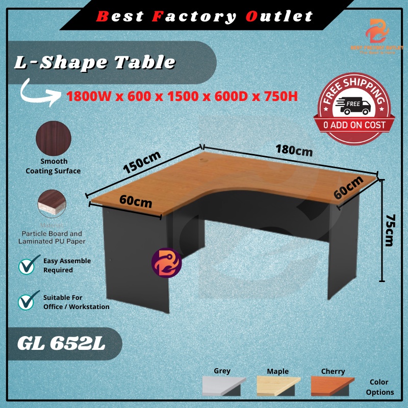 BFO GL652L L-Shape Office Table / Meja Belajar / Study Table Desk ...