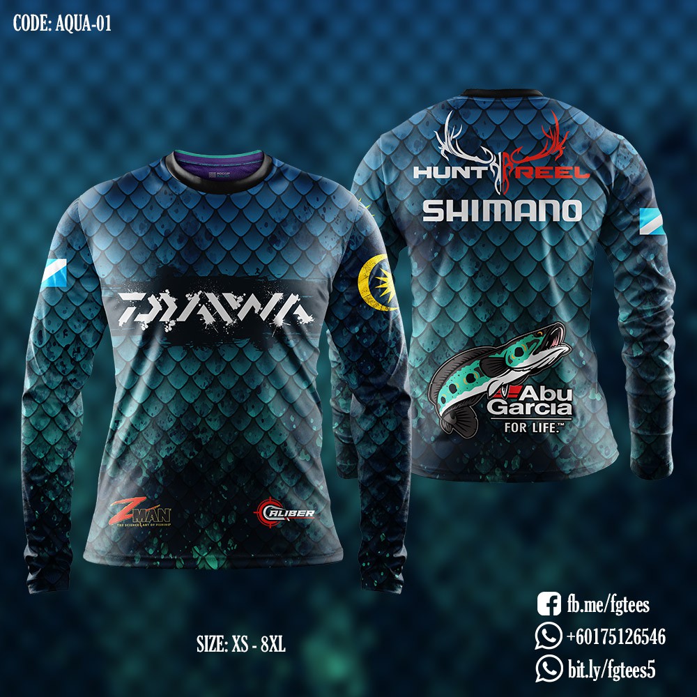 AQUA Fishing Outfit | Baju Memancing | Fishing Jersey | Shopee Malaysia