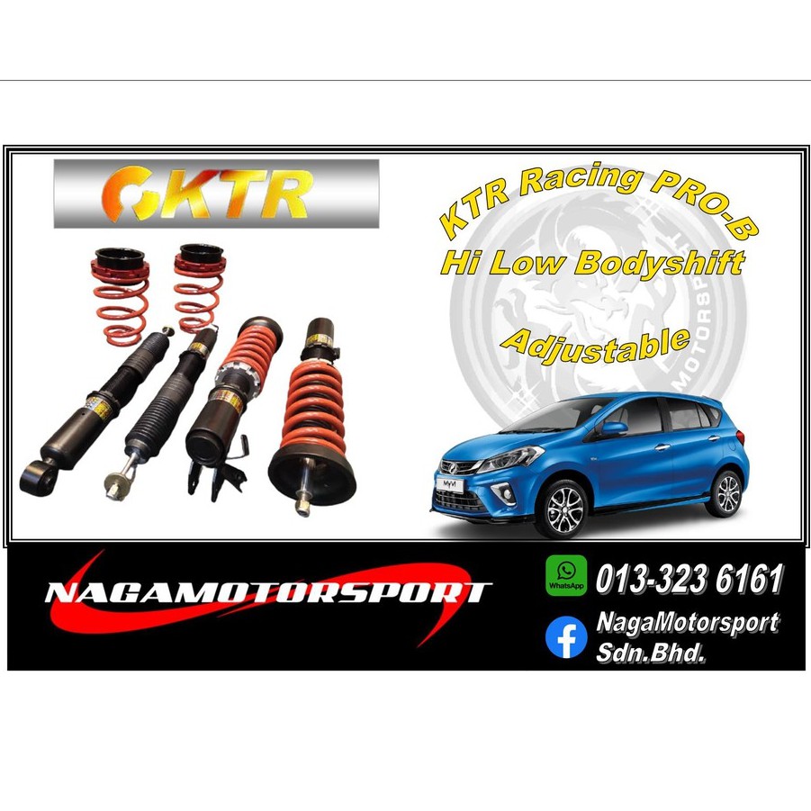 ADJUSTABLE PERODUA MYVI (M800) 17' - KTR RACING PRO-B HI LO BODYSHIFT ...