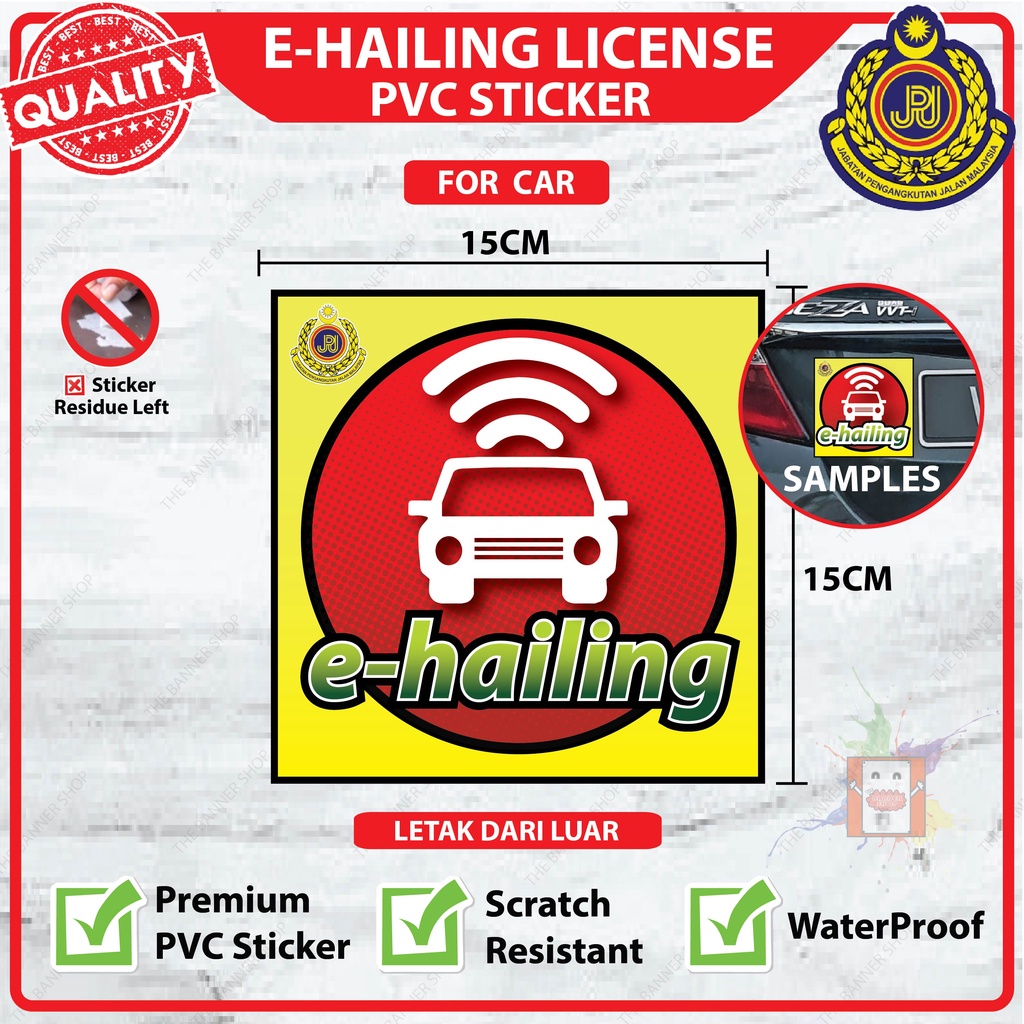 E-hailing Car Sticker, E-hailing Sticker, Windscreen E-hailing Sticker ...