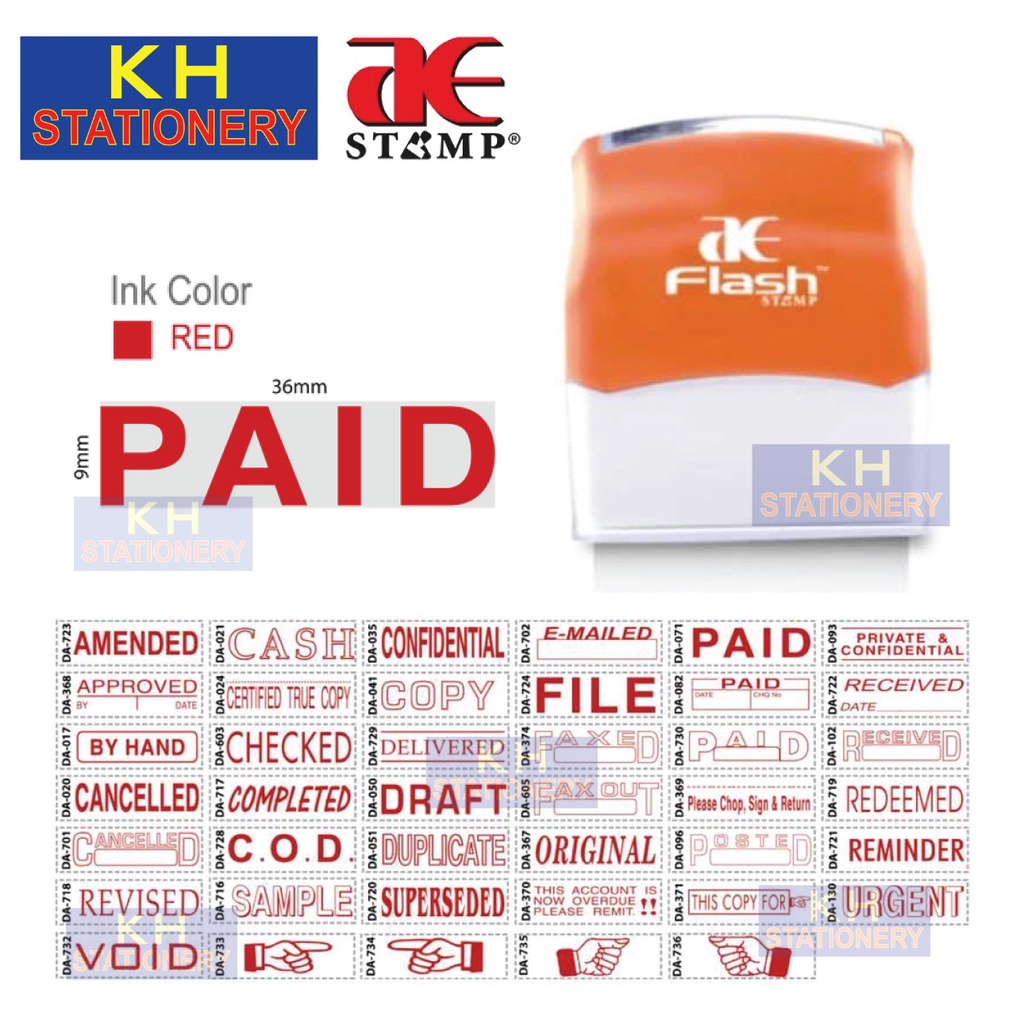 AE Flash Stock Stamp / Ready Made Stamp / Self-Inking Commercial Flash ...