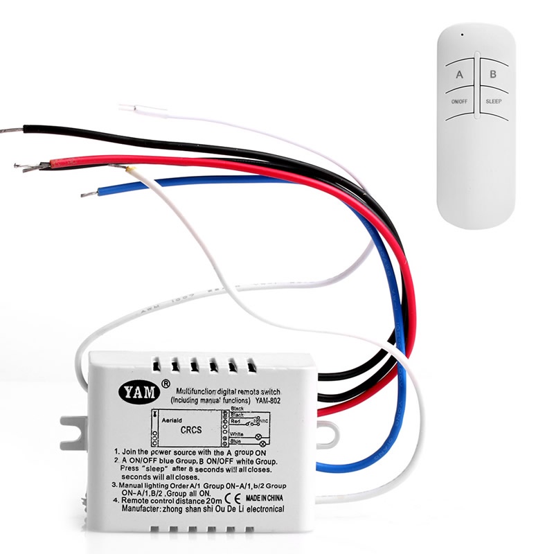 HL 2 Channel Light Switch and Receiver Kit Remote Control Lighting ...