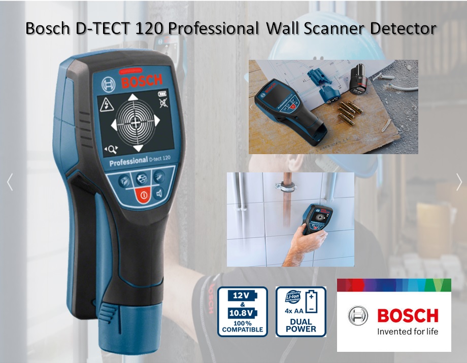Bosch D-TECT 120 Professional Cordless Wall Scanner Detector (SOLO ...