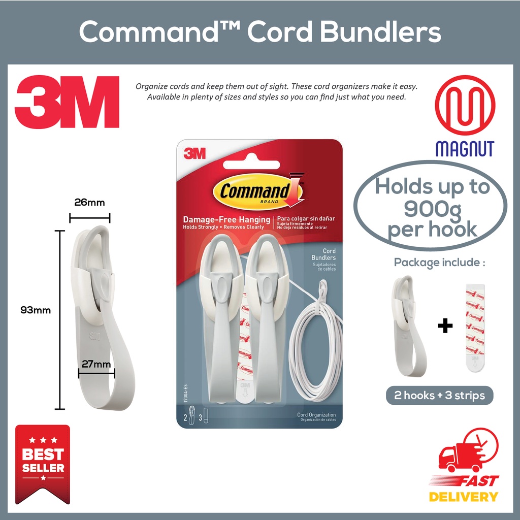 3M Command™ Cord Bundler / Damage Free Removable with Strong Adhesive ...