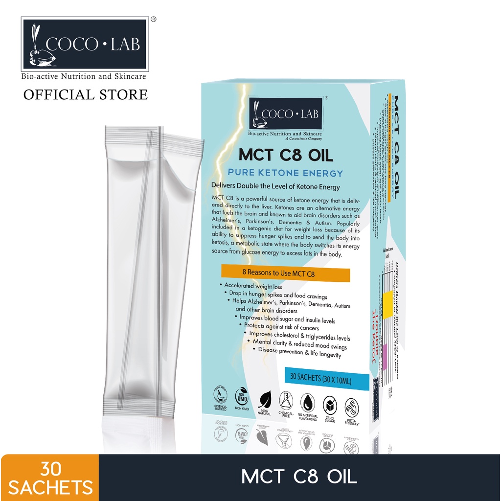 MCT C8 Oil Sachet (Medium Chain Triglycerides 100% Pure C8) 30 Sachets ...