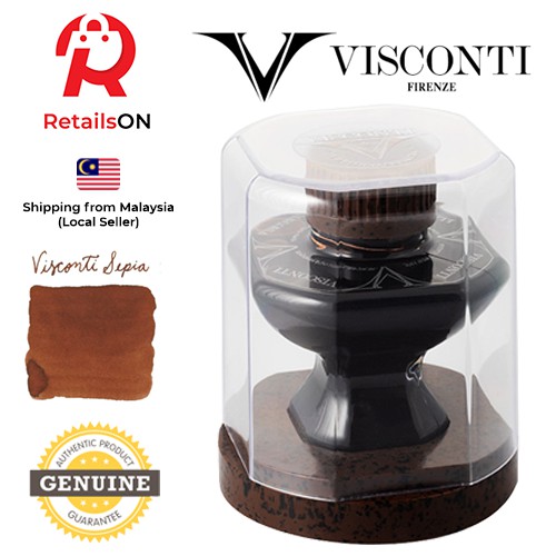 Visconti Ink Bottle (60ml) - Sepia Brown / Fountain Pen Ink Bottle 1pc ...