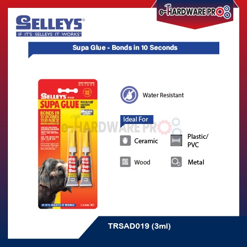 Selleys Supa Glue 3ml x 2 Value Pack Super Glue Strong For Repair ...
