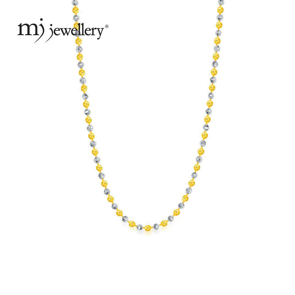 MJ Jewellery 916/22K Gold Ball Bead Chain Necklace R014 (Two Tone Gold ...