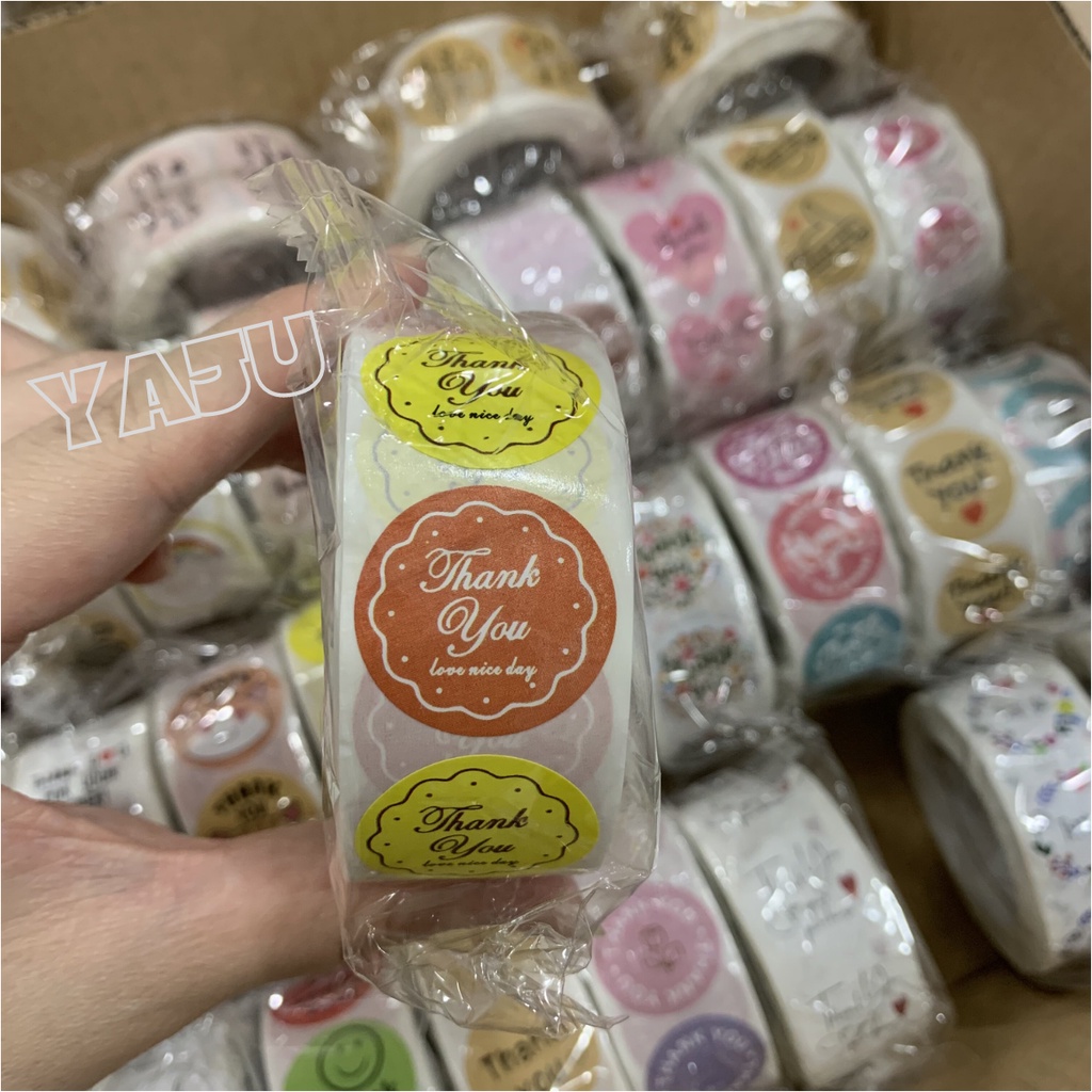 【YAJU!】Thank You & Handmake Sticker 25MM Label Seal Love Terima Kasih ...