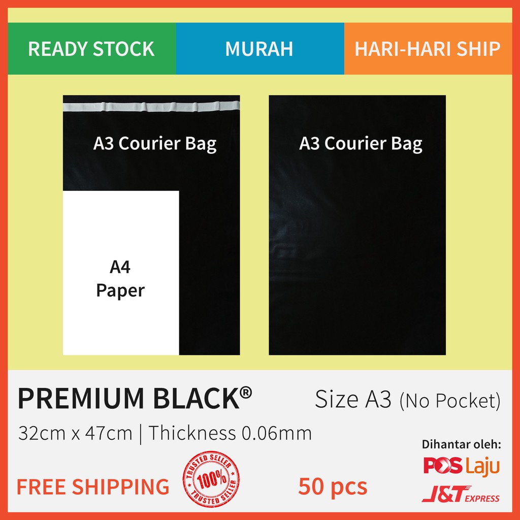 Ship 24Hours Courier Parcel Bag Black A3 Promosi Terhad (50 UNITS ...