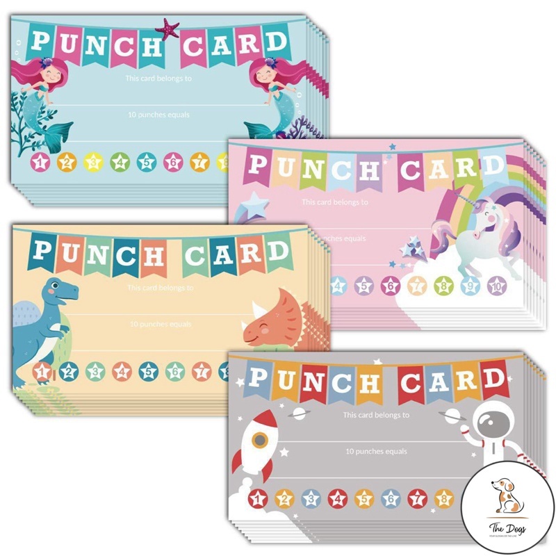 DC Hosty 50Sheet/Set Cartoon Unicorn Punch Cards Incentive Reward Card ...