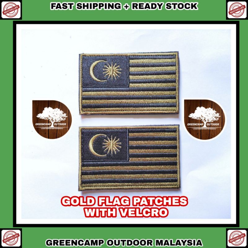 topi ny MALAYSIA FLAG PATCH GOLD EDITION EMBLEM VELCRO BACKPACK BAG AMRY TACTICAL PANTS MILITARY ...