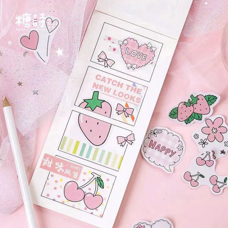 Pink sticker/ kawaii sticker/aesthetic sticker/ scrapbook sticker/Cute ...