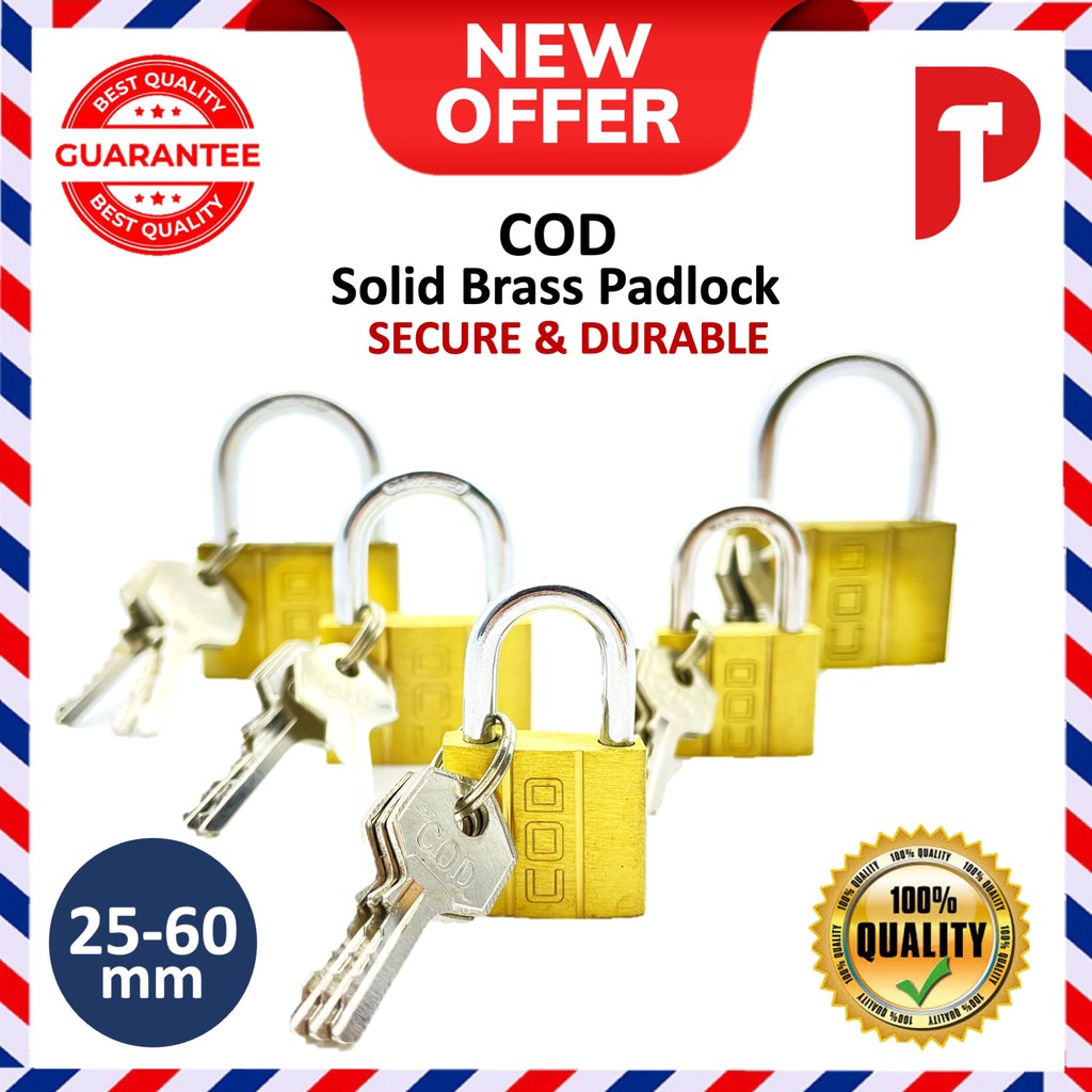 COD Solid Brass Padlock 🔥 Ready Stocks 🔥 with 3 Keys | Shopee Malaysia