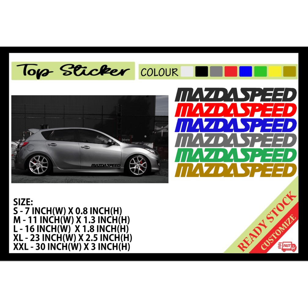 MAZDASPEED CAR STICKER MAZDA SPEED MPS MAZDA 3 6 2 RX7 RX8 ROTARY ...