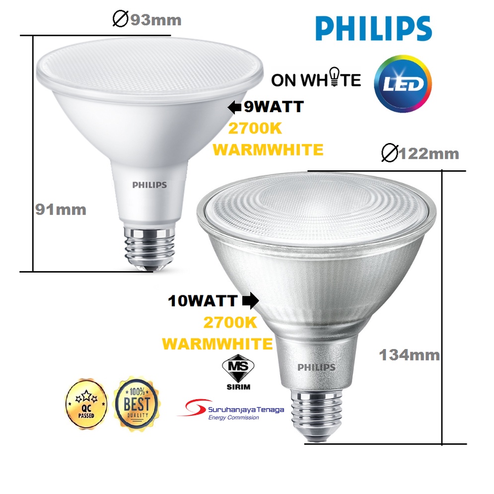 PHILIPS PAR30 9WATT/ PAR38 10WATT WARMWHITE 2700K E27 ESSENTIAL LED ...
