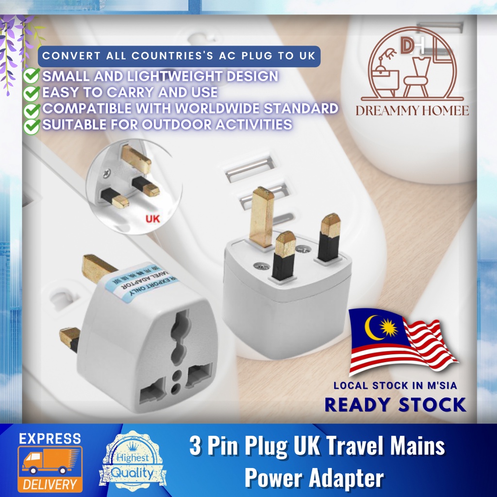 🔥Universal 3 Pin Plug UK European Euro EU Converter Travel Wall UK ...