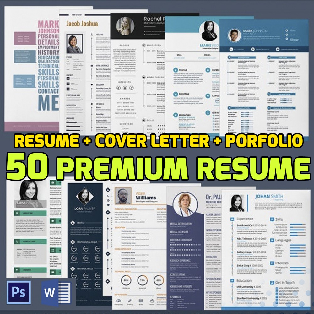 [Resume/CV/CL] Total 50Templates (Mixed Format Words/Psd/Ai) | Shopee ...
