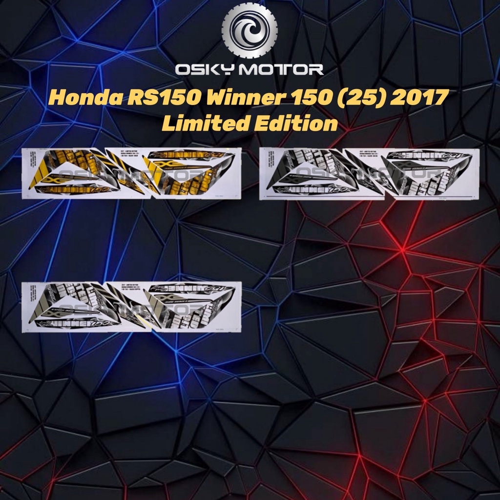 Honda RS150 Winner 150 (25) 2017 Limited Edition Body Sticker - Black ...