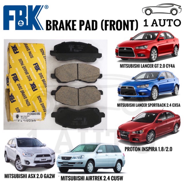 FBK FRONT BRAKE PAD for PROTON INSPIRA, MITSUBISHI LANCER GT, ASX ...