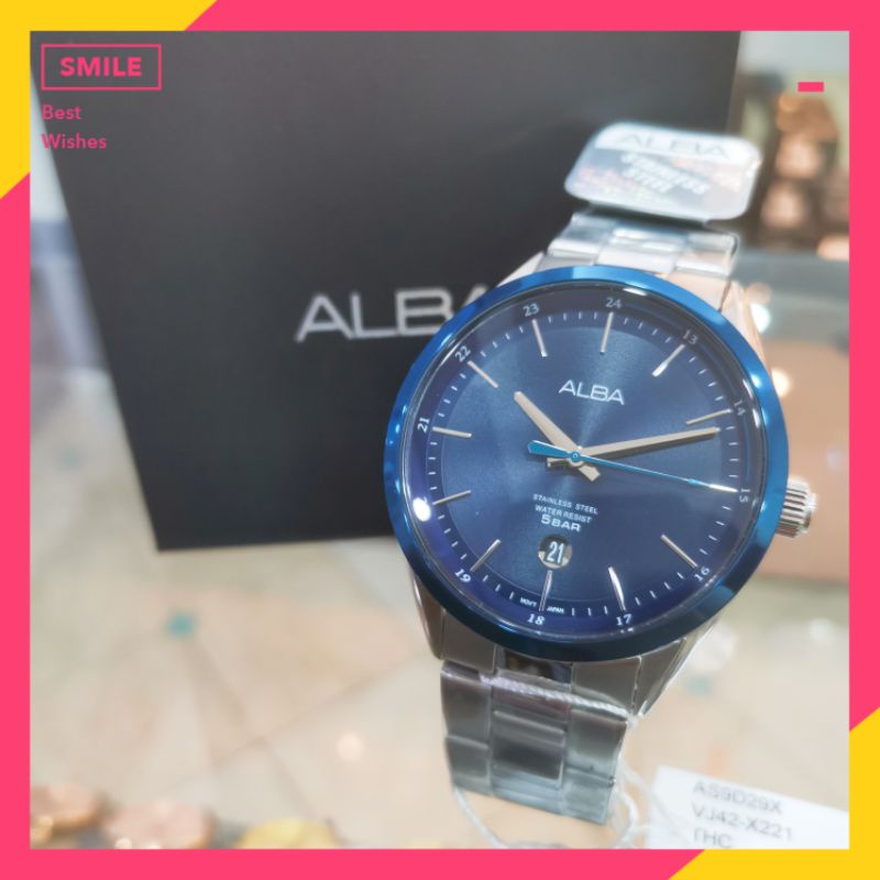 Alba Blue Dial Men Analog Stainless Steel Watch | Shopee Malaysia