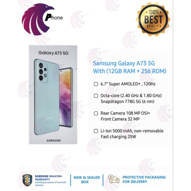Samsung Galaxy A73 5G ( 8GB RAM + 256GB ROM ) with official Samsung ...