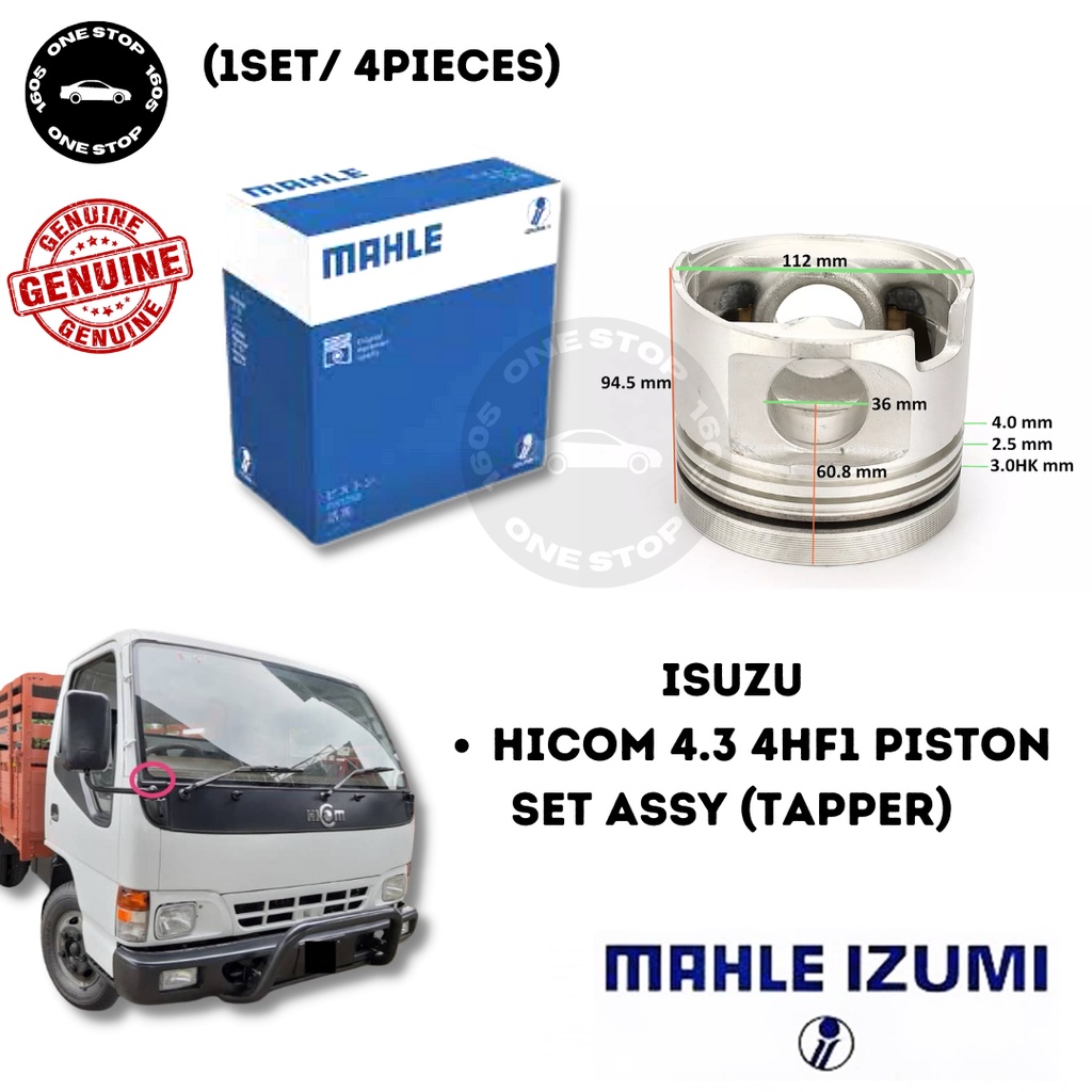 ISUZU HICOM 4.3 4HF1 JAPAN MAHLE IZUMI PISTON ASSY SET (TAPPER ...