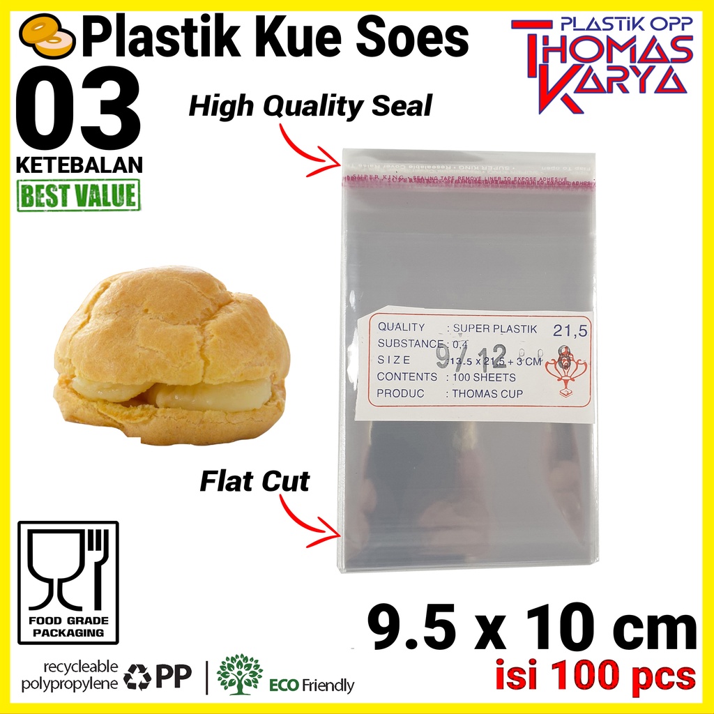 Opp Plastic 9,5x10 contains 100 Clear Bags Clear Glass Soes Bakery Cake ...